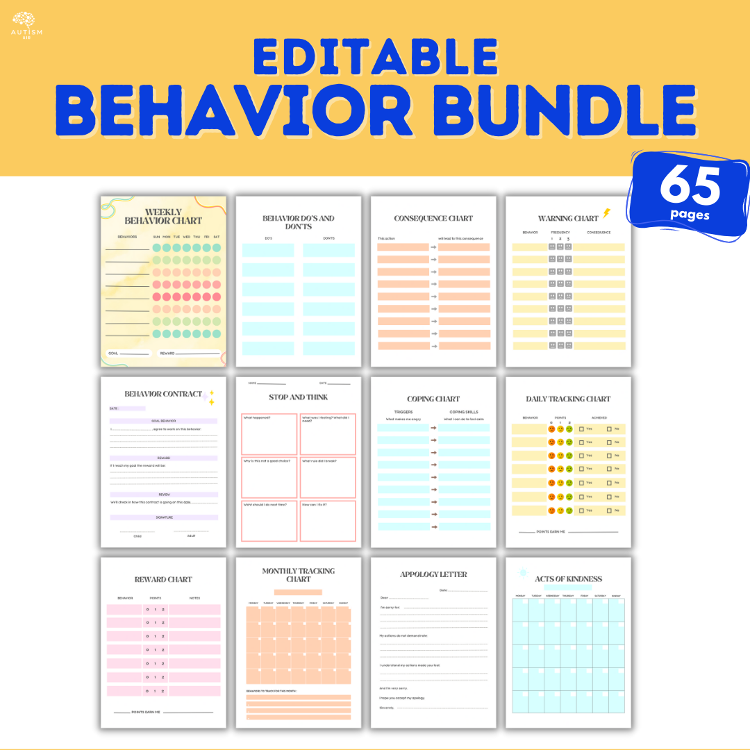 Editable Behavior Management Tracker For Kids Chart Behavior Contract ...