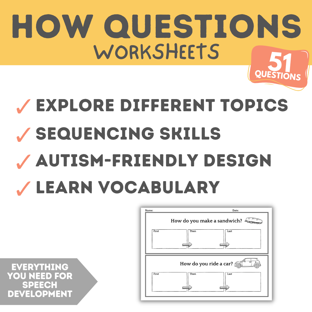 How Questions Worksheets on processes Language Development Autism ...
