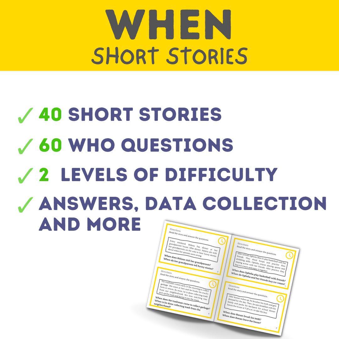When Question Short Stories Wh Question Reading Comprehension Autism ...