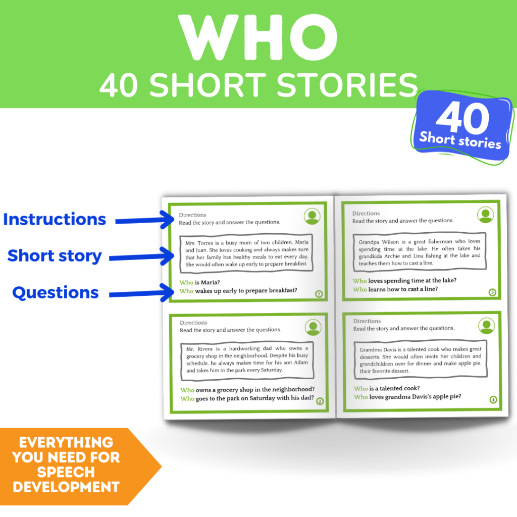 Who Question Short Stories Wh Question for Auditory Reading ...