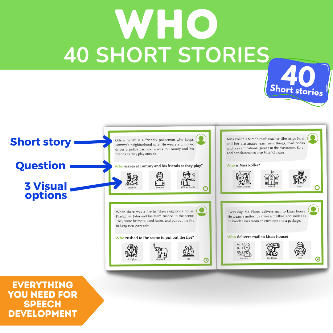 Who Question Short Stories Wh Question for Auditory Reading ...
