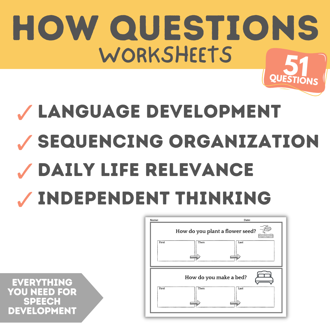 How Questions Worksheets on processes Language Development Autism ...