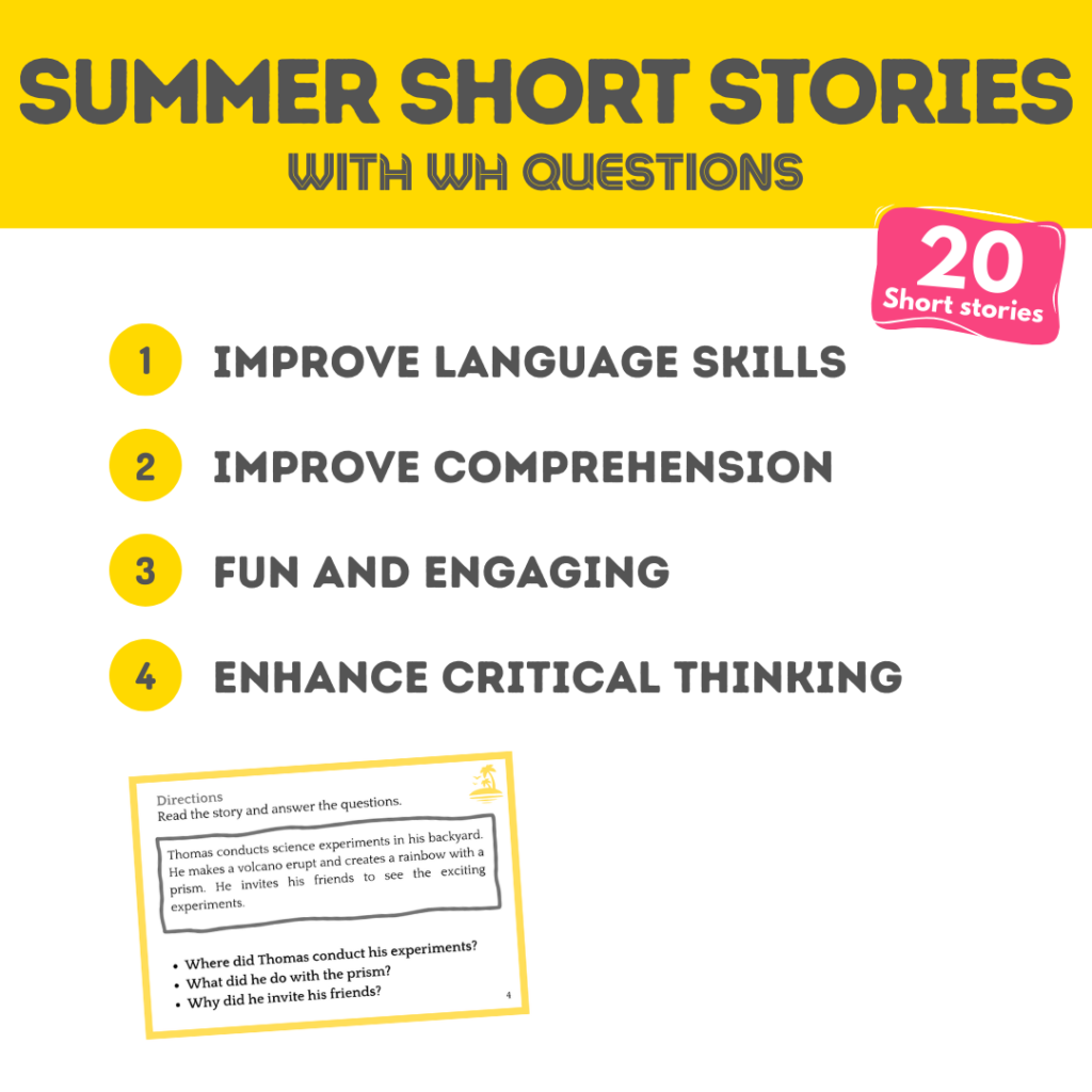 Summer 20 Short Stories with WH Open Questions Reading Speech Therapy ...