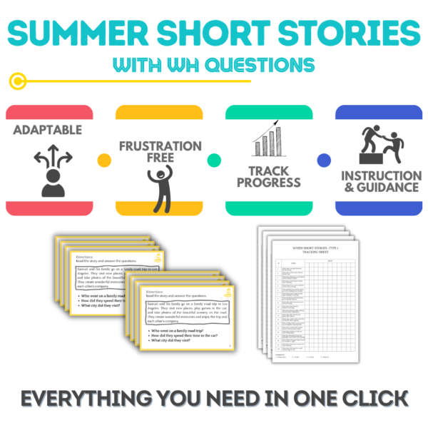 Summer 20 Short Stories with WH Open Questions Reading Speech Therapy ...