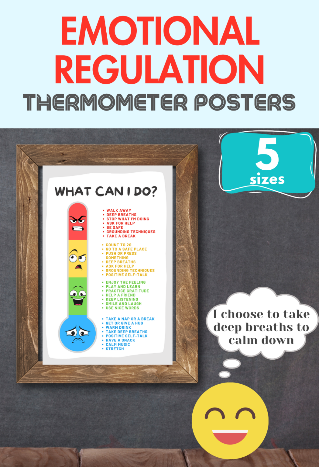 Emotion Thermometer 4Poster Regulation Zone Feeling Calm Down Corner ...