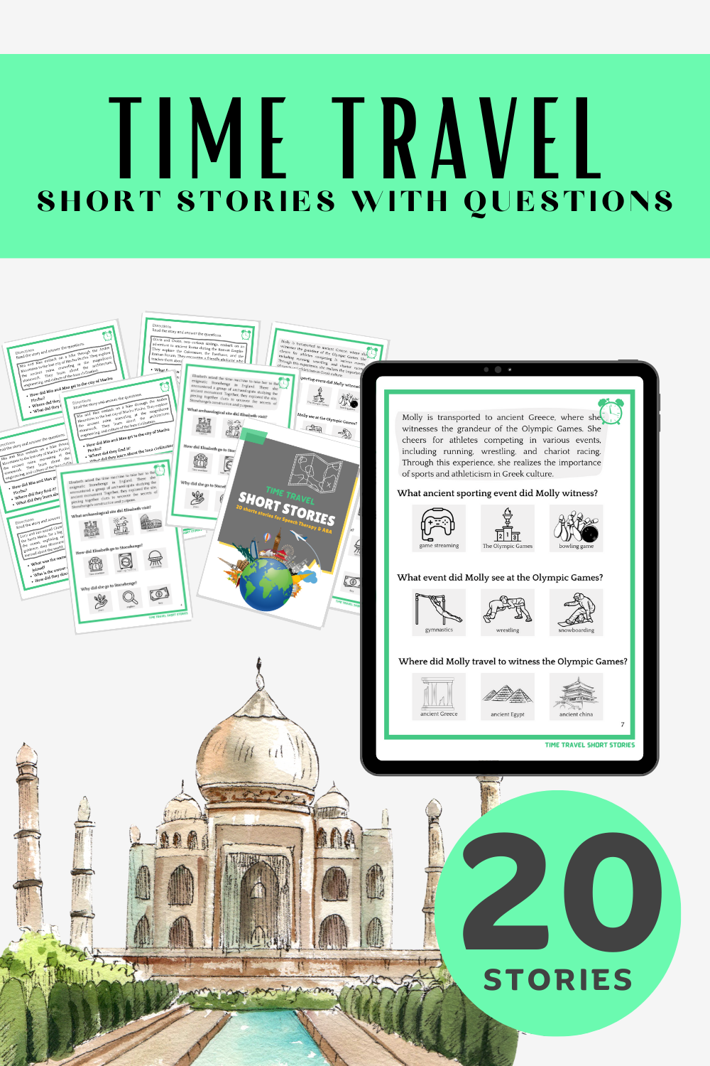 Time Travel 20 Short Stories with WH Questions Reading Speech Therapy ...