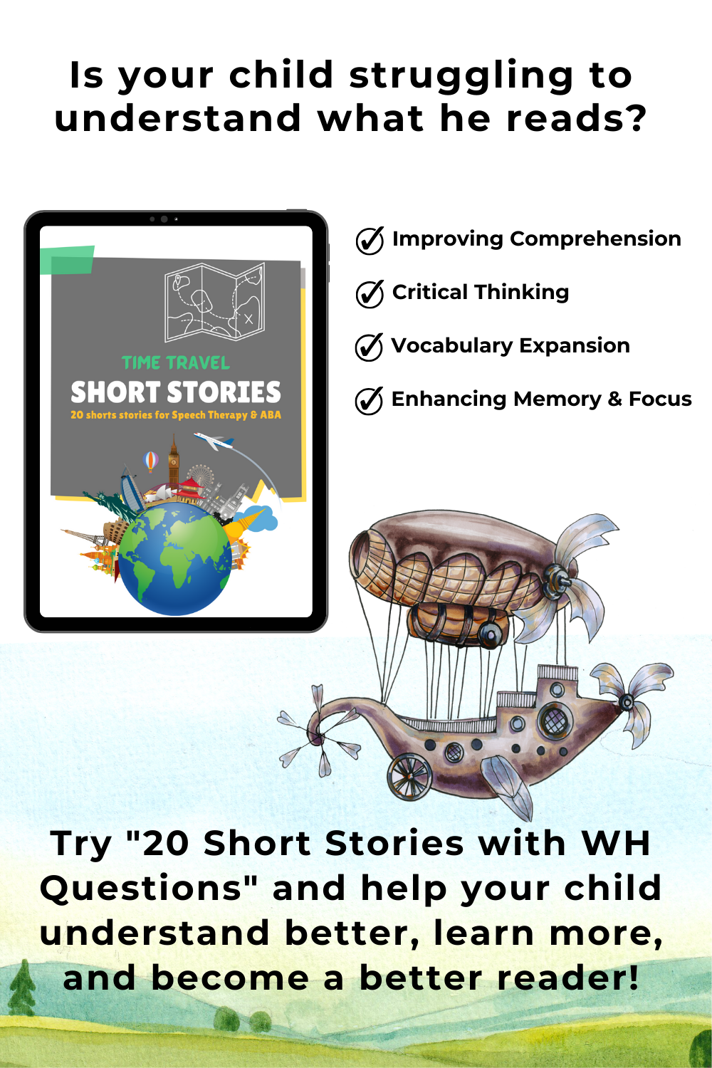 Time Travel 20 Short Stories with WH Questions Reading Speech Therapy ...