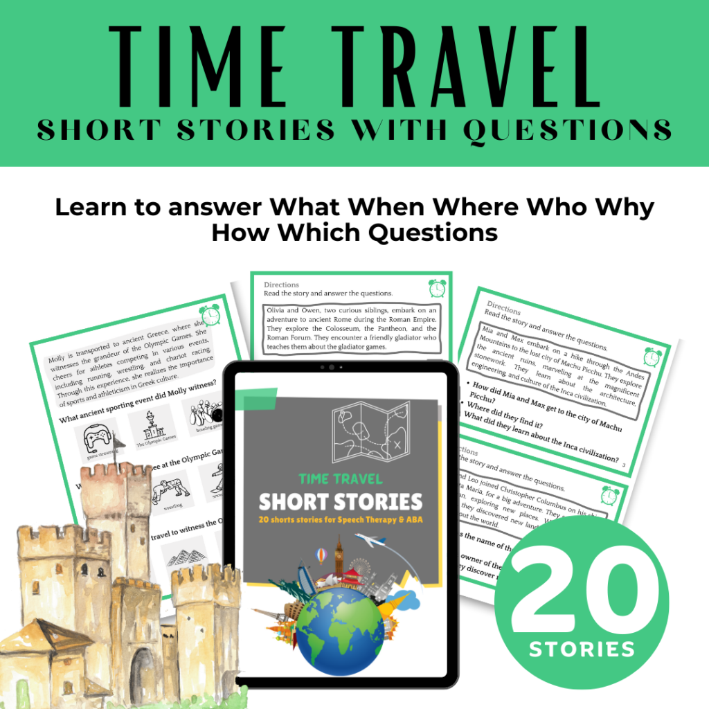 Time Travel 20 Short Stories with WH Questions Reading Speech Therapy ...