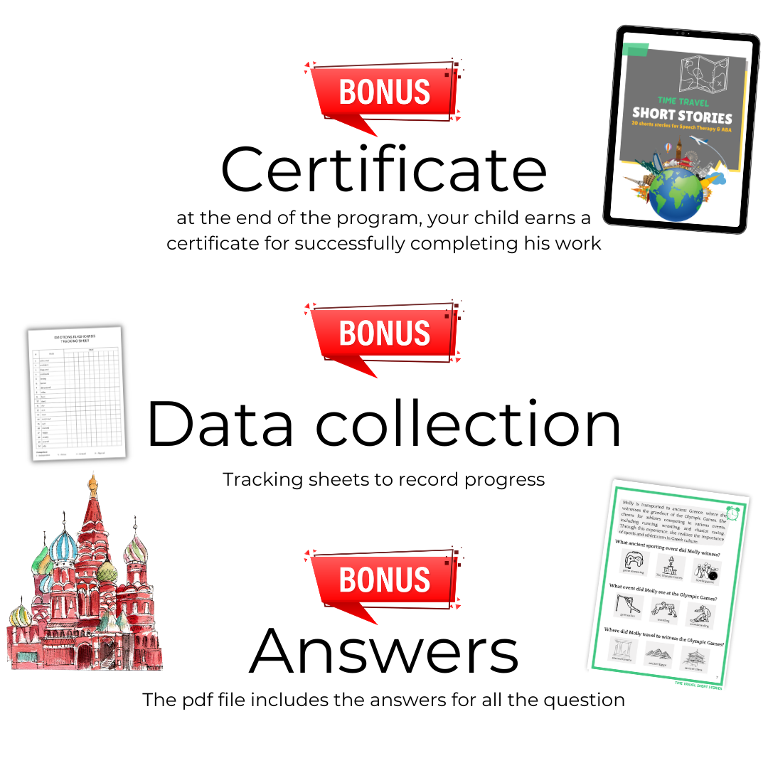 Time Travel 20 Short Stories with WH Questions Reading Speech Therapy ...